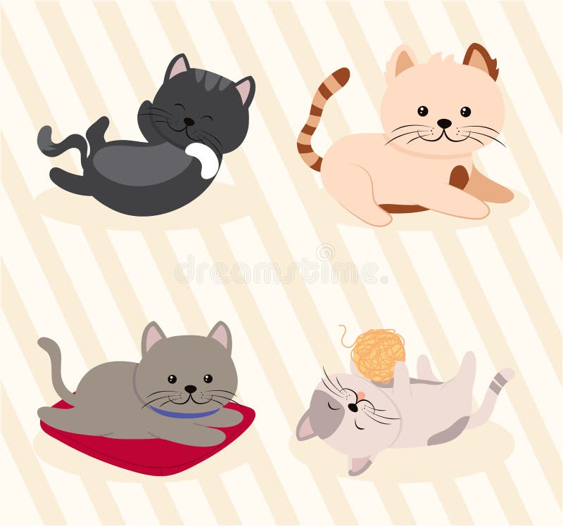 Cute cats icons stock vector. Illustration of domestic - 237505160