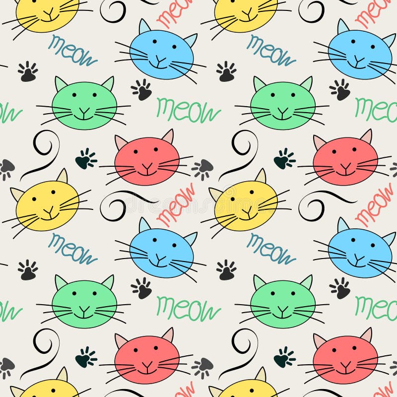 Cute cats seamless pattern stock vector. Illustration of backdrop ...