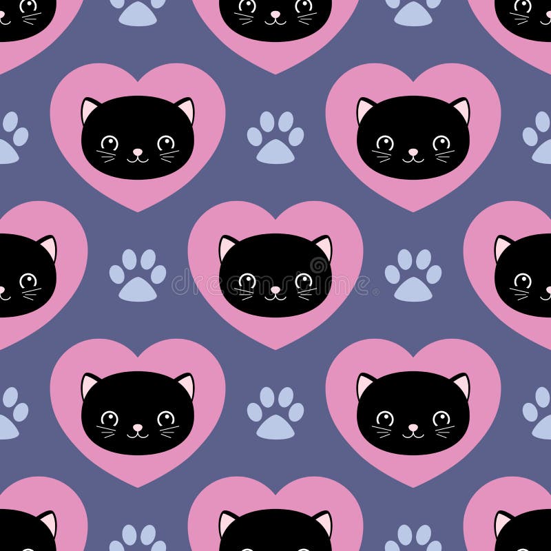 Cute Cats Seamless Pattern, Little Kittens, Texture for Wallpapers ...