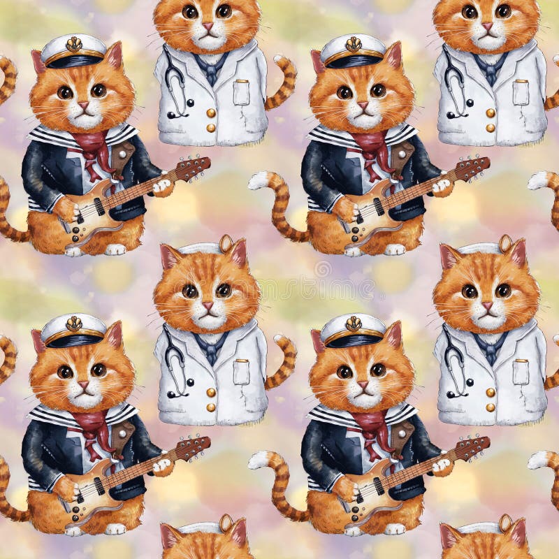 Cute Cats Seamless Pattern for Wallpaper and Wrapping Paper Stock ...