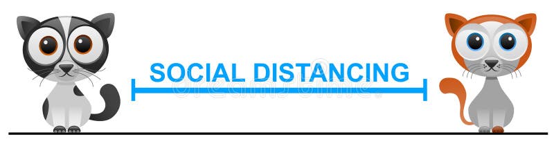 Cute Cats with Social Distancing. Stock Vector - Illustration of little ...