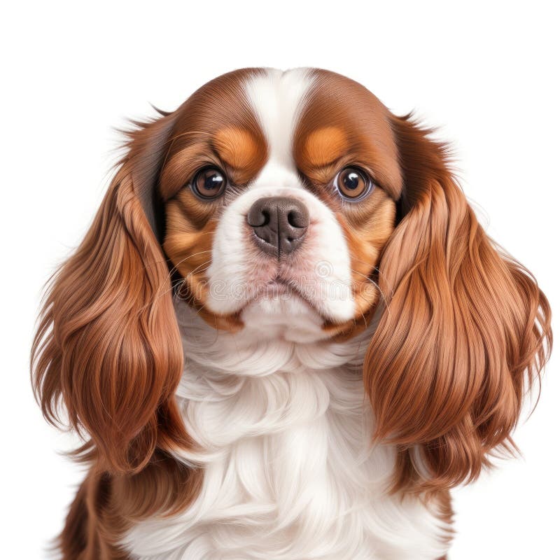 Cute Cavalier King Charles Spaniel Puppy Sitting, Isolated on White ...
