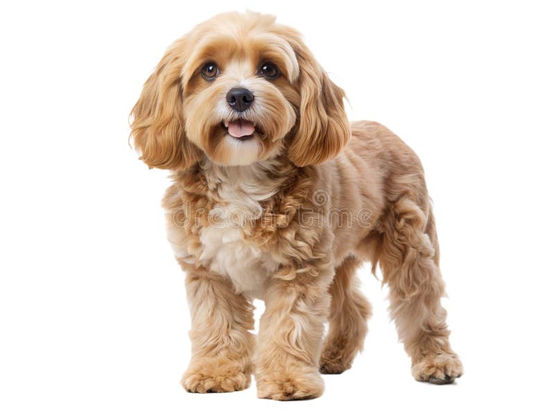 Cute Cavapoo Dog Standing and Looking at Camera, Isolated on White ...