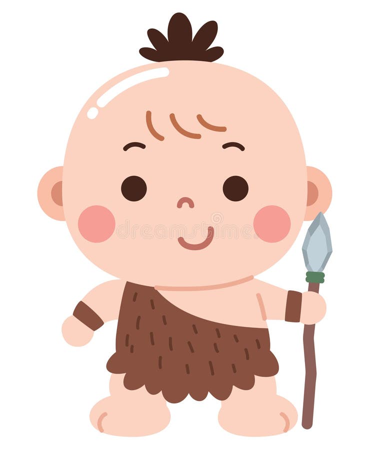 Cute Caveman Baby Illustration Ilustração do Vetor - Ilustração de ...