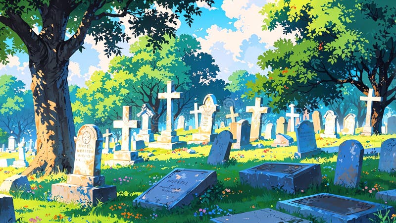 Cute Cemetery Perspective Anime Style Stock Illustrations – 4 Cute ...