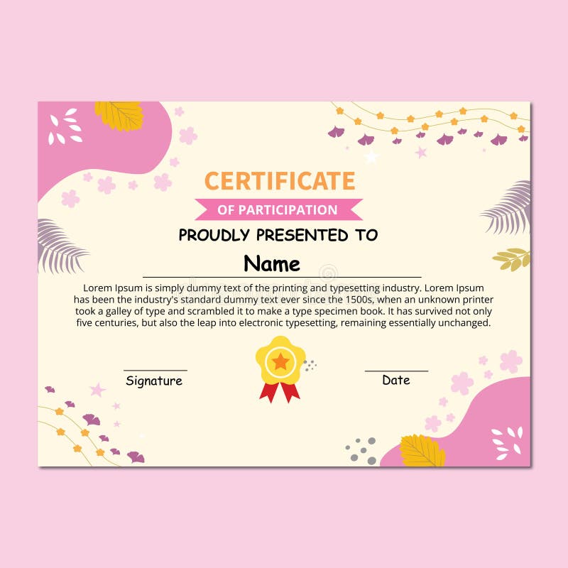 Cute Certificate Template with Plant Frame Stock Illustration ...