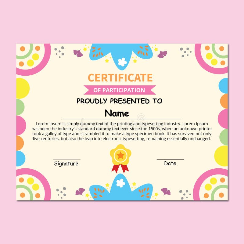 Cute Certificate Template for School Stock Vector - Illustration of ...