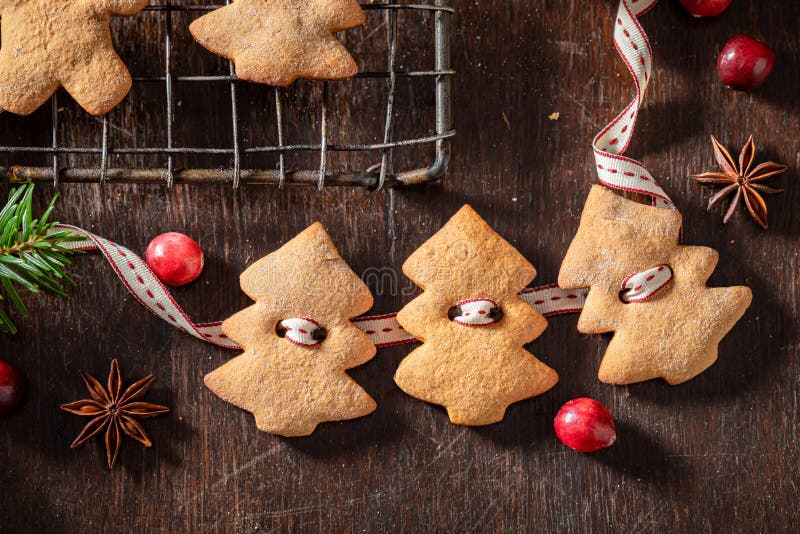 Cute Chain Made of Gingerbread Cookies As Decoration for Christmas ...