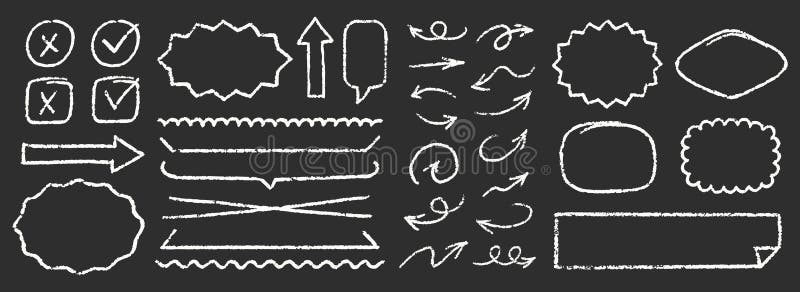 Cute Chalk Blackboard Emphasis Squiggles Vector Set. Crayon Scribble ...