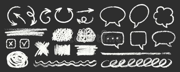 Cute Chalk Emphasis Squiggles Vector Set. Crayon Pencil Scribble ...