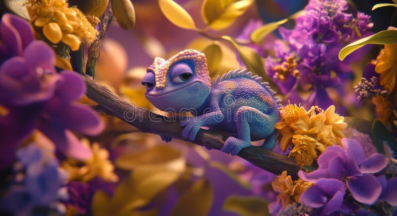 Cute Chameleon Cartoon Banner with Space for Your Message Stock Image ...