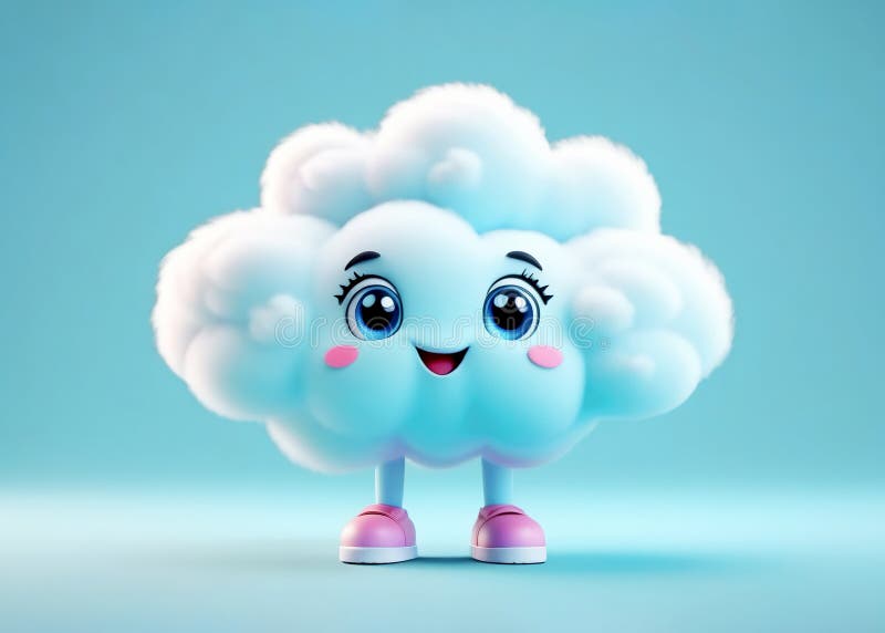 Cute Character, Fluffy Smiling Cloud on Legs Stock Illustration ...