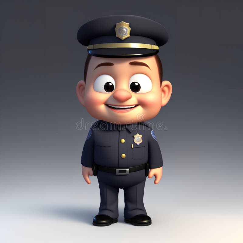 Cute Character in a Police Uniform with a Smile Stock Illustration ...