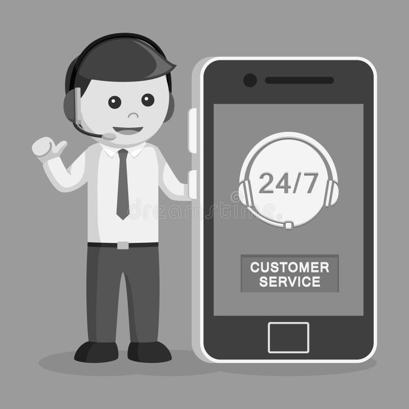 Customer Service Character Profession Design Vector Black and White ...