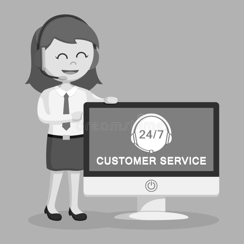 Customer Service Character Profession Design Vector Black and White ...