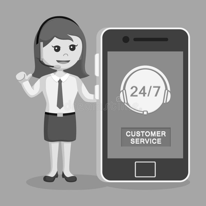 Customer Service Character Profession Design Vector Black and White ...