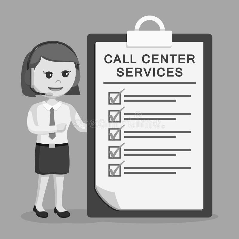 Customer Service Character Profession Design Vector Black and White ...