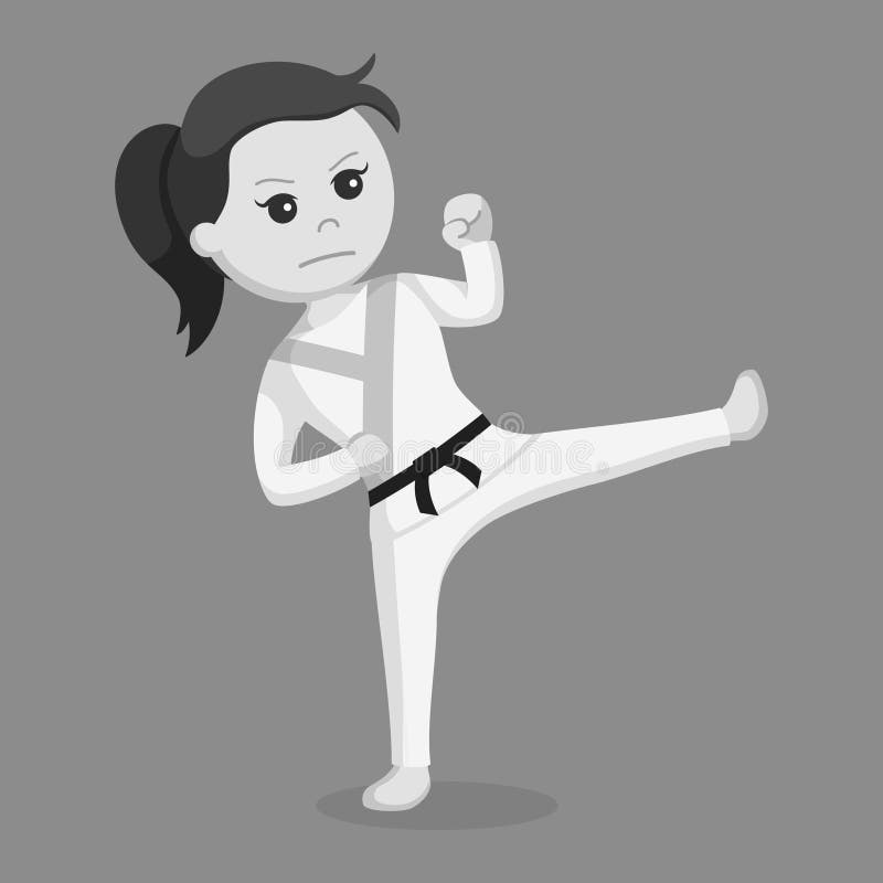 Karate Character Profession Design Vector Black and White Stock Vector ...
