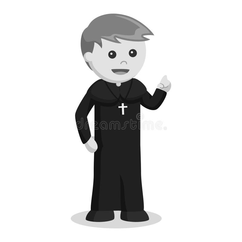 Priest Character Profession Design Vector Black and White Stock ...