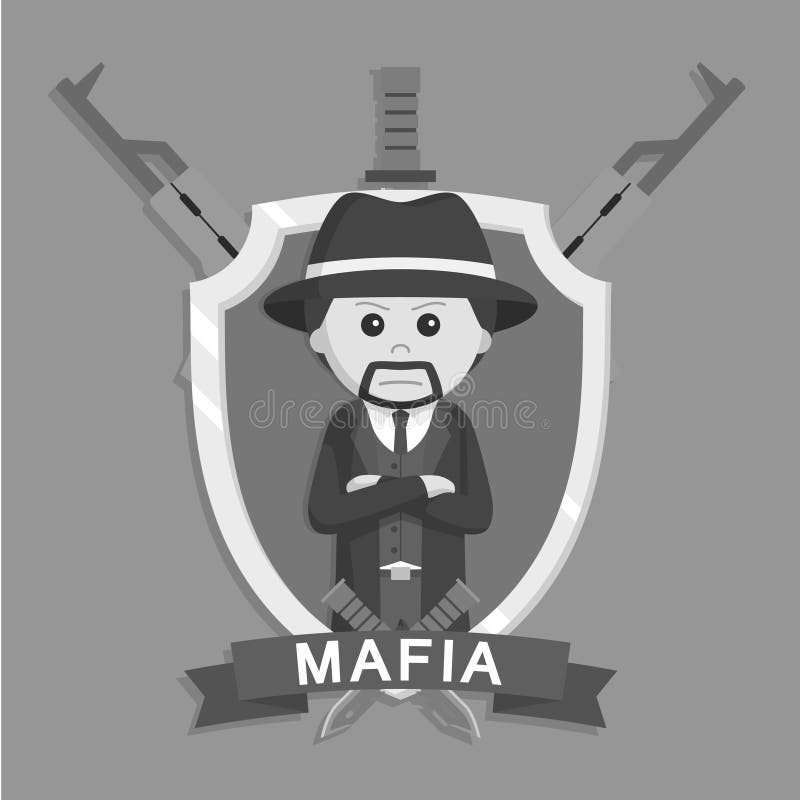 Mafia Character Profession Design Vector Black and White Stock Vector ...