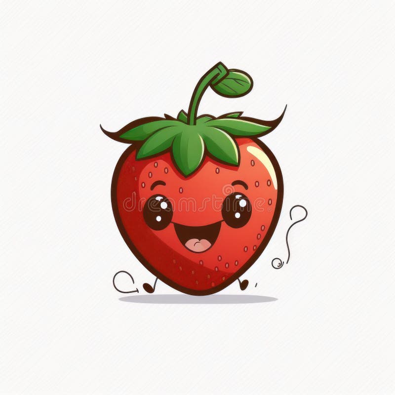 Cute Character Strawberry, Doodle Styled, Generative Ai Stock ...