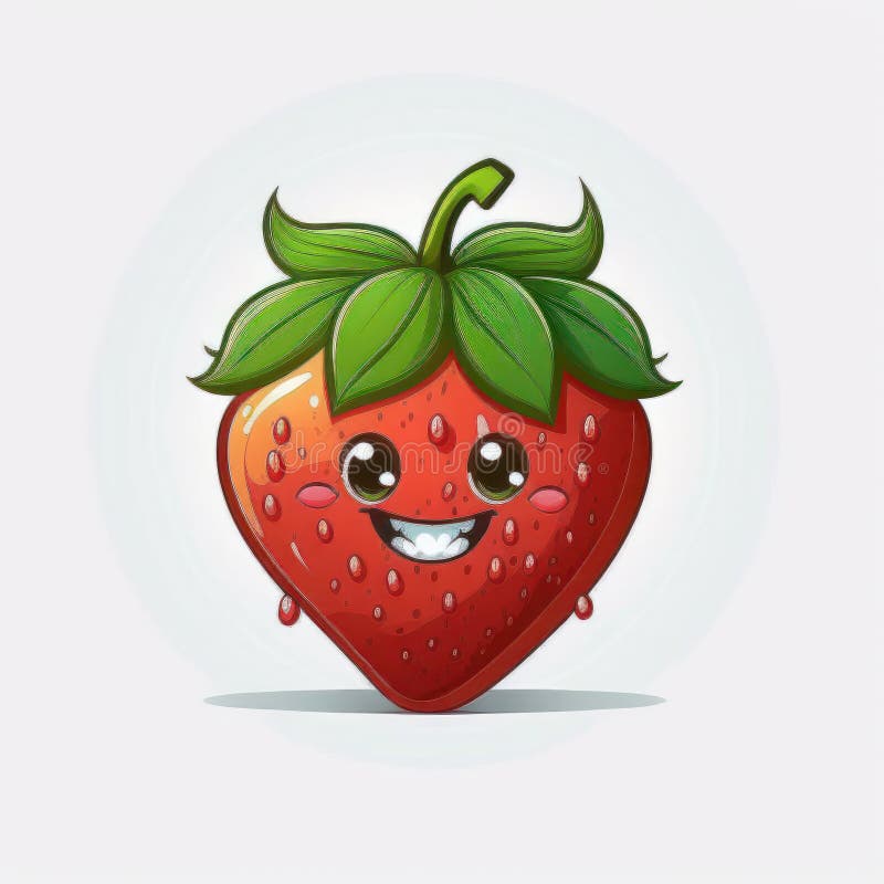 Cute Character Strawberry, Doodle Styled, Generative Ai Stock ...