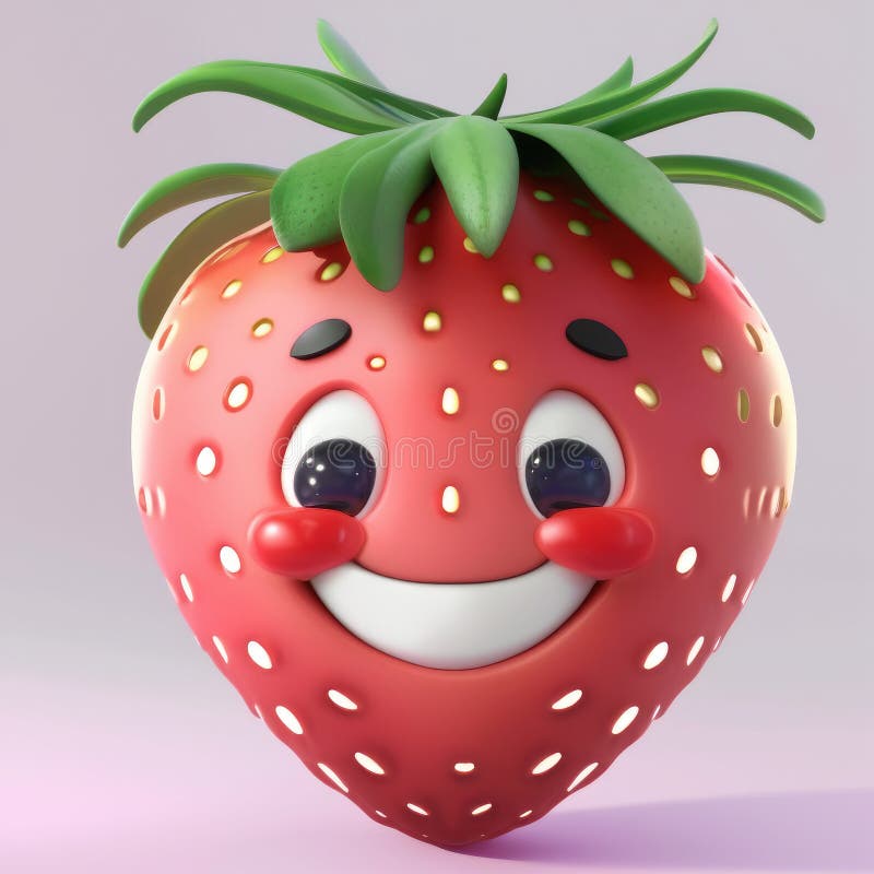 Cute Character Strawberry, Realistic Styled, Generative Ai Stock ...