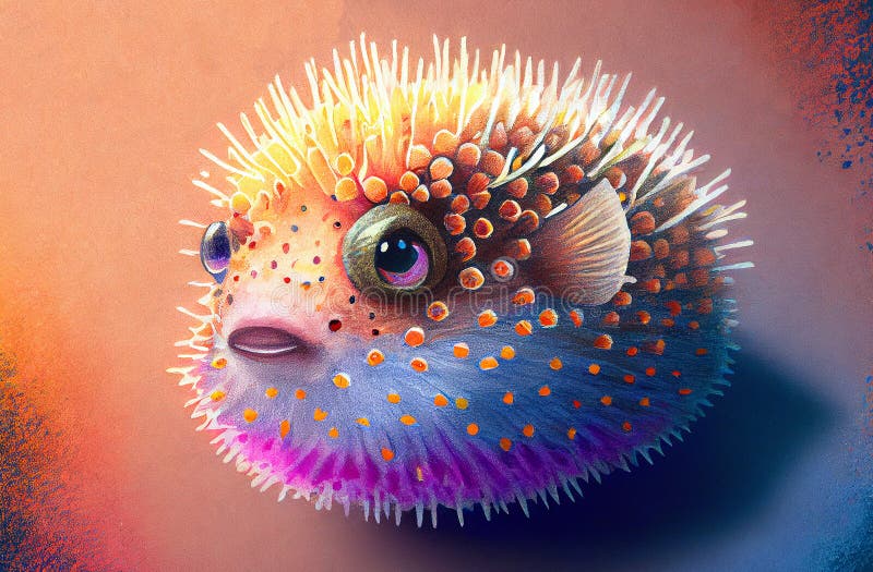 A Cute and Charming Puffer Fish, with Its Distinctive Round Shape and ...