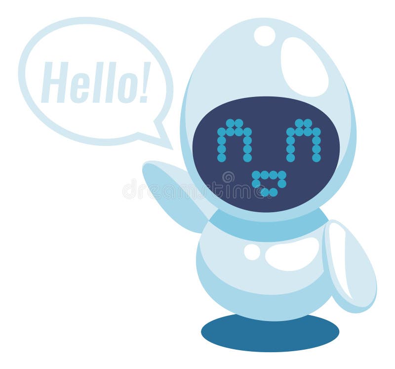 Cute Chat Bot Say Hello. Cartoon Friendly Character Stock Vector ...
