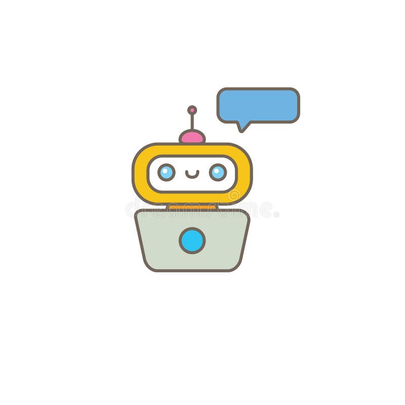 Cute Chatbot Character or Intelligent Assistant with Speech Bubble ...