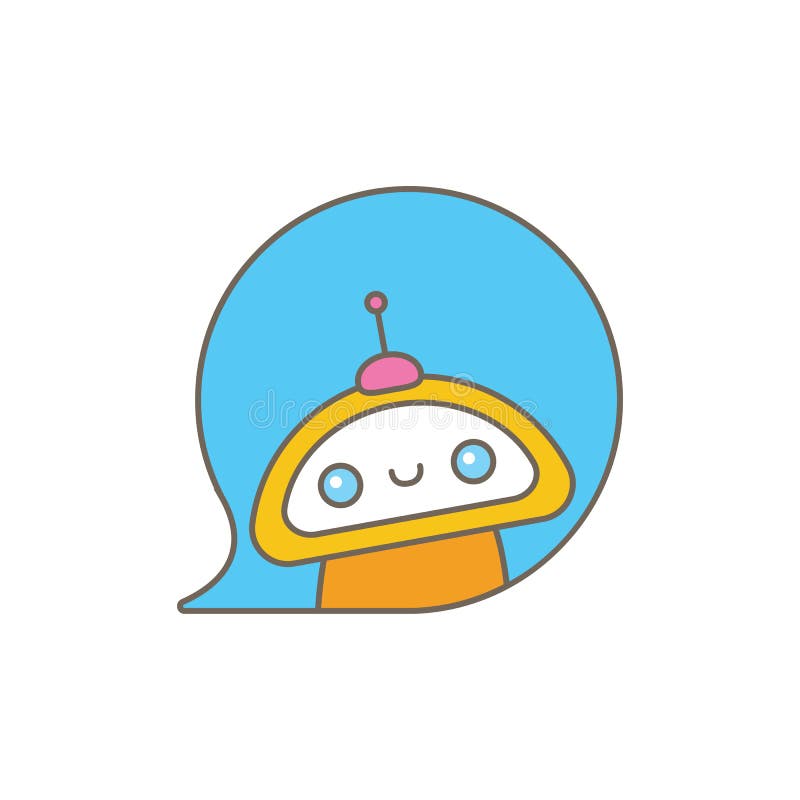 Cute Chatbot Character or Intelligent Assistant with Speech Bubble ...