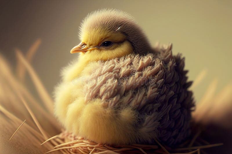 Cute Cheeky Chicks Sitting on Hay in Nest Stock Illustration ...