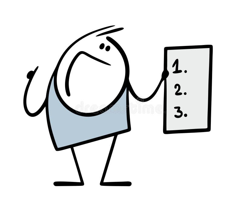 Cute Cheerful Boy Holds Sheet of Paper with Instructions on the Points ...