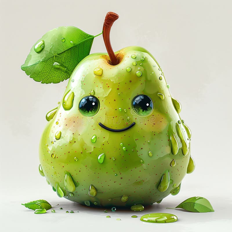 Cute Cheerful Cartoon Picture of a Pear Stock Illustration ...