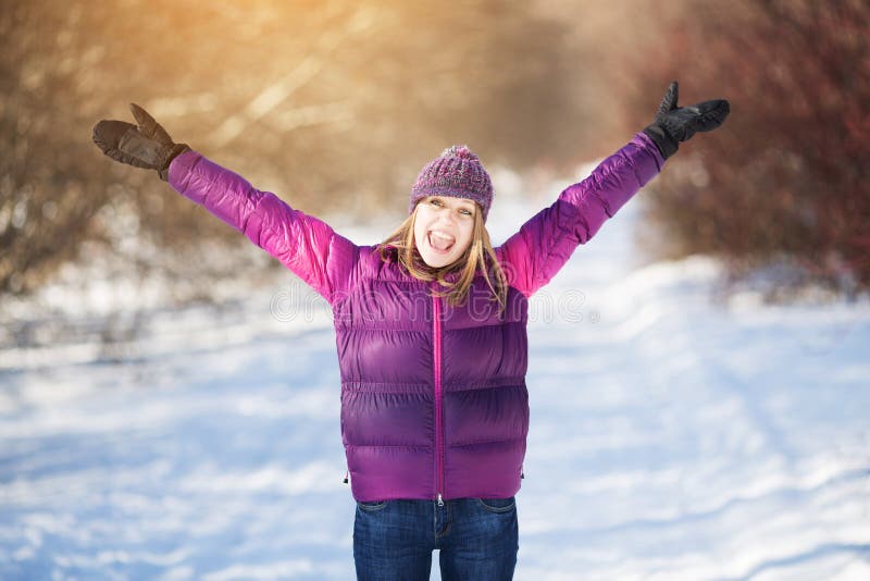 Cute Cheerful and Happy Girl Stock Image - Image of delight, coldness ...
