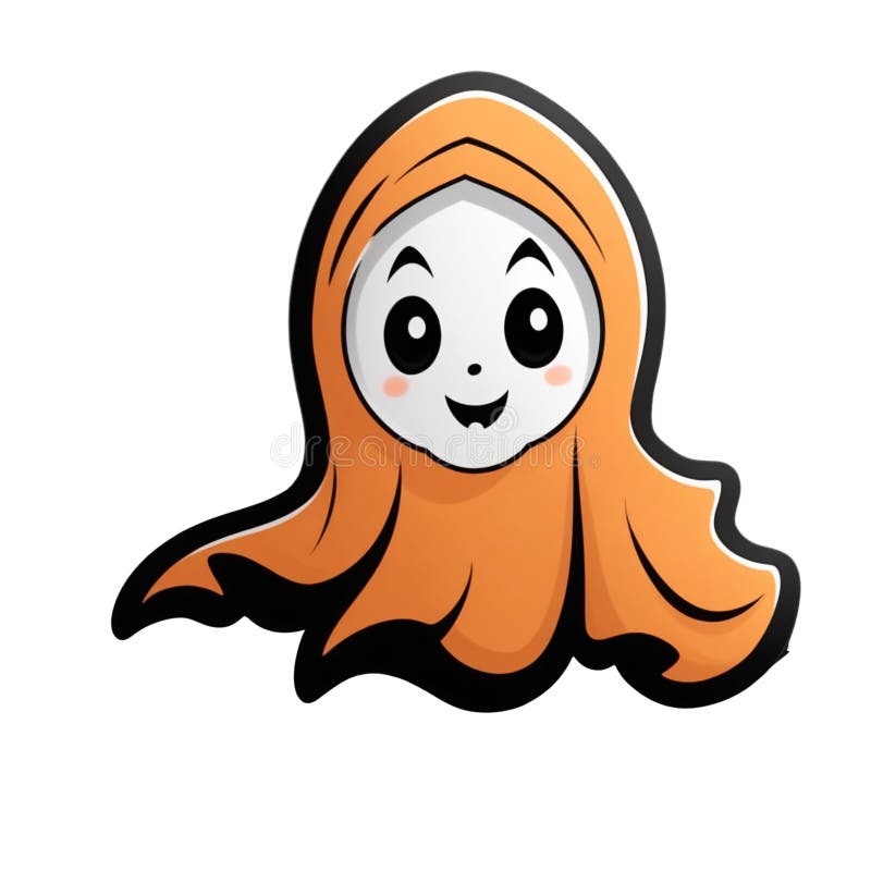 Cheerful Little Orange Ghost Stock Photo - Illustration of symbol ...
