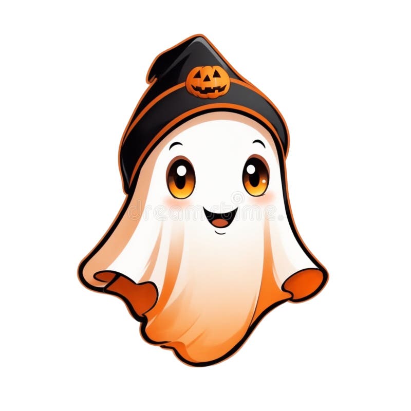 Cheerful Little Orange Ghost Stock Photo - Illustration of symbol ...