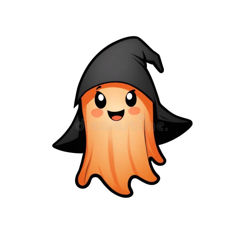 Cheerful Little Orange Ghost Stock Photo - Illustration of spooky, cute ...