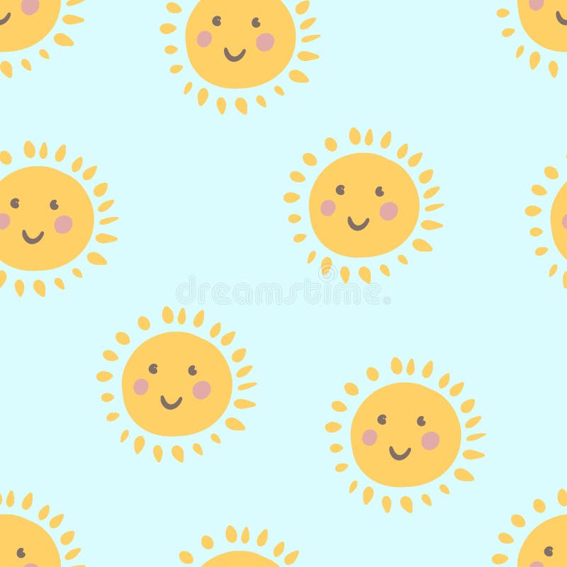 Cute Cheerful Seamless Sun Pattern Perfect for Summer Kids Designs ...