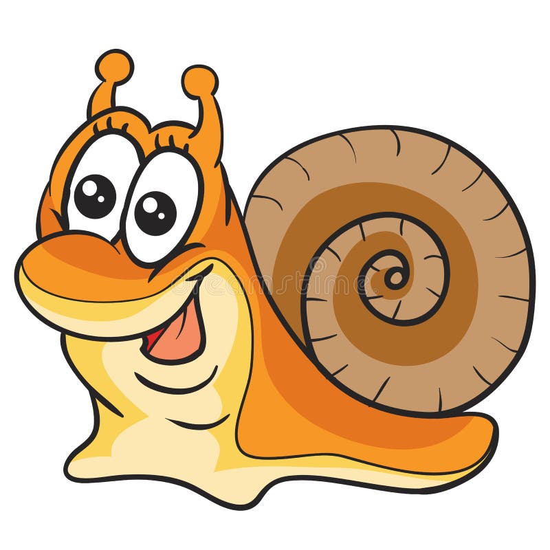 Cute Cheerful Snail Character, Cartoon Illustration, Isolated Object on ...