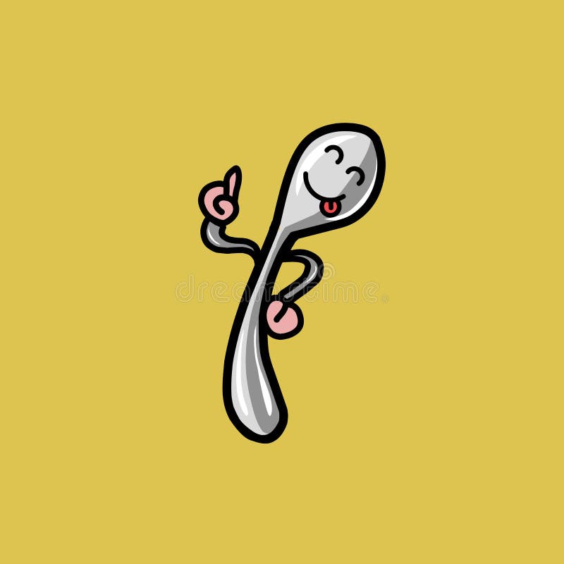 Cute and Cheerful Spoon Character Illustration Stock Illustration ...