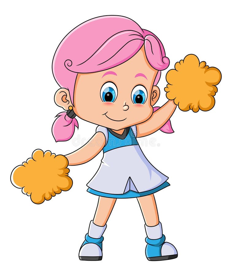 The Cute Cheerleader Girl Dancing and Doing the Attraction the ...