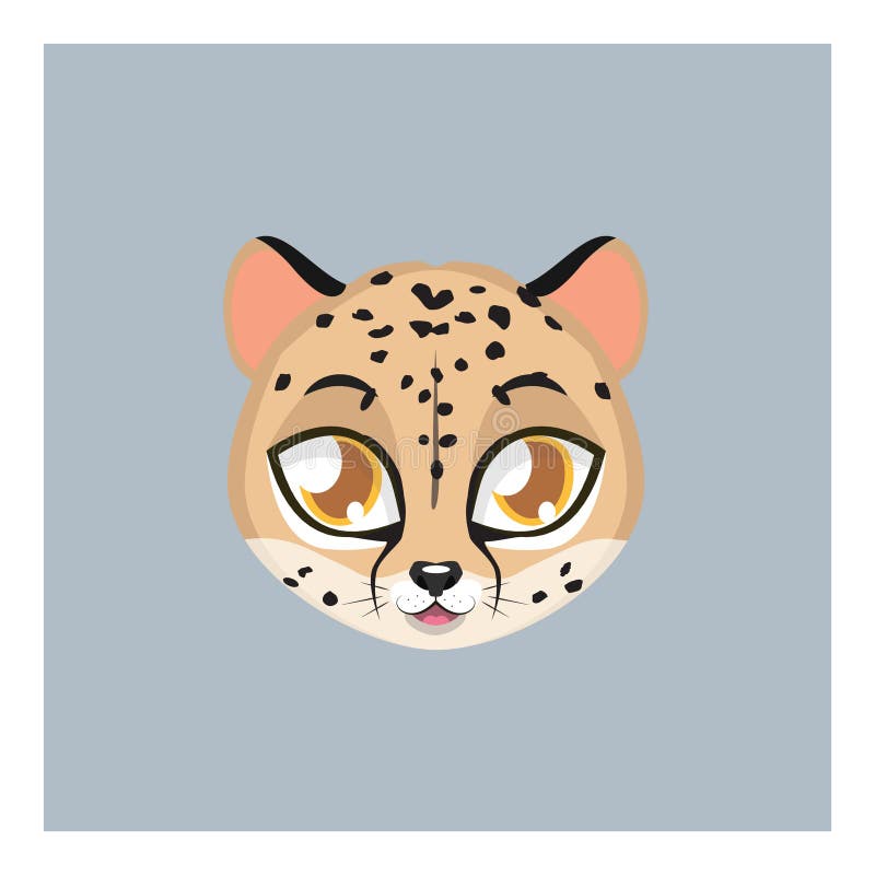 Cute Cheetah Avatar with Flat Colors Stock Vector - Illustration of ...