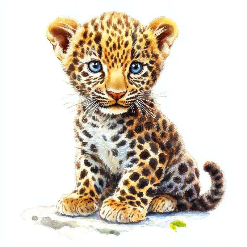 A Cute Cheetah Depicted in Watercolor on a Transparent Backdrop ...