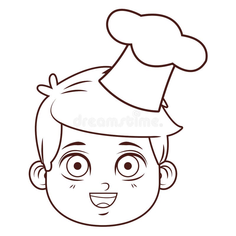 Cute chef boy face cartoon stock vector. Illustration of lovely - 135430444