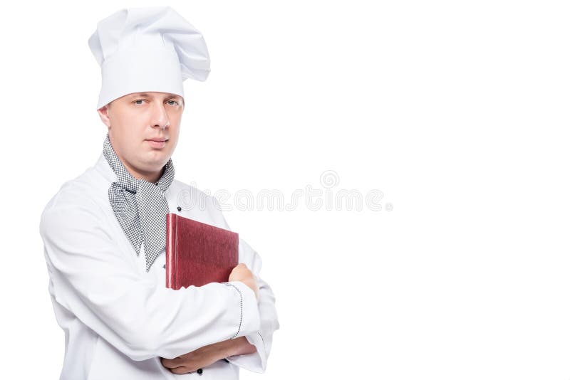 Cute Chef With A Menu In His Hands Posing Stock Image - Image of copy ...