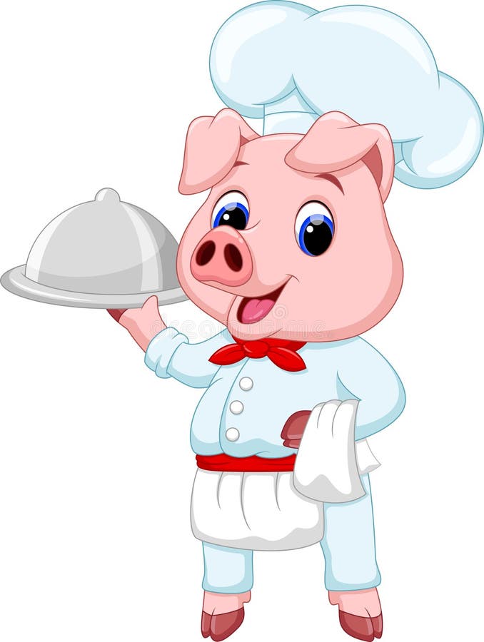 Cute chef pig cartoon stock illustration. Illustration of amused - 44824826