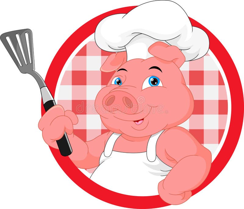 Cute Chef Pig Mascot Cartoon Stock Vector - Illustration of isolated ...