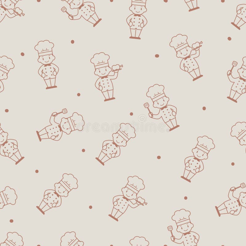 Cute Chef Vector Cartoon Seamless Pattern Stock Vector - Illustration ...