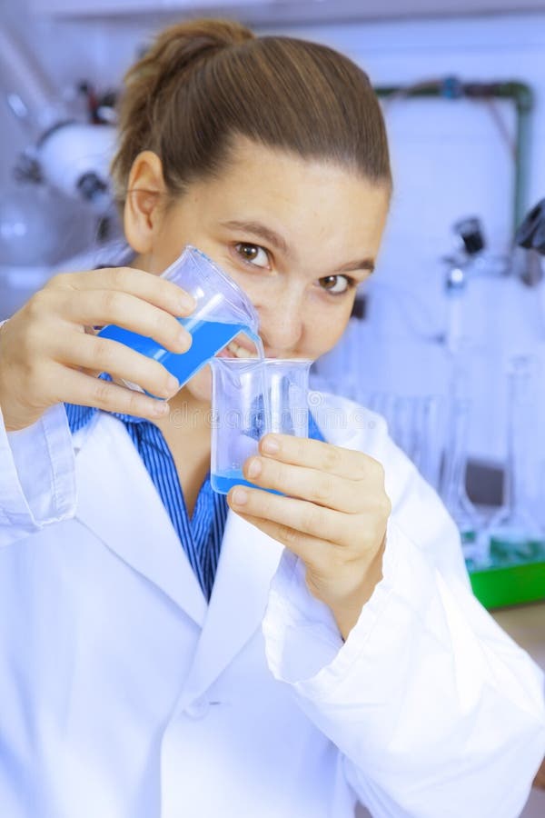 Cute Chemist Working in Laboratory Stock Image - Image of analyzing ...